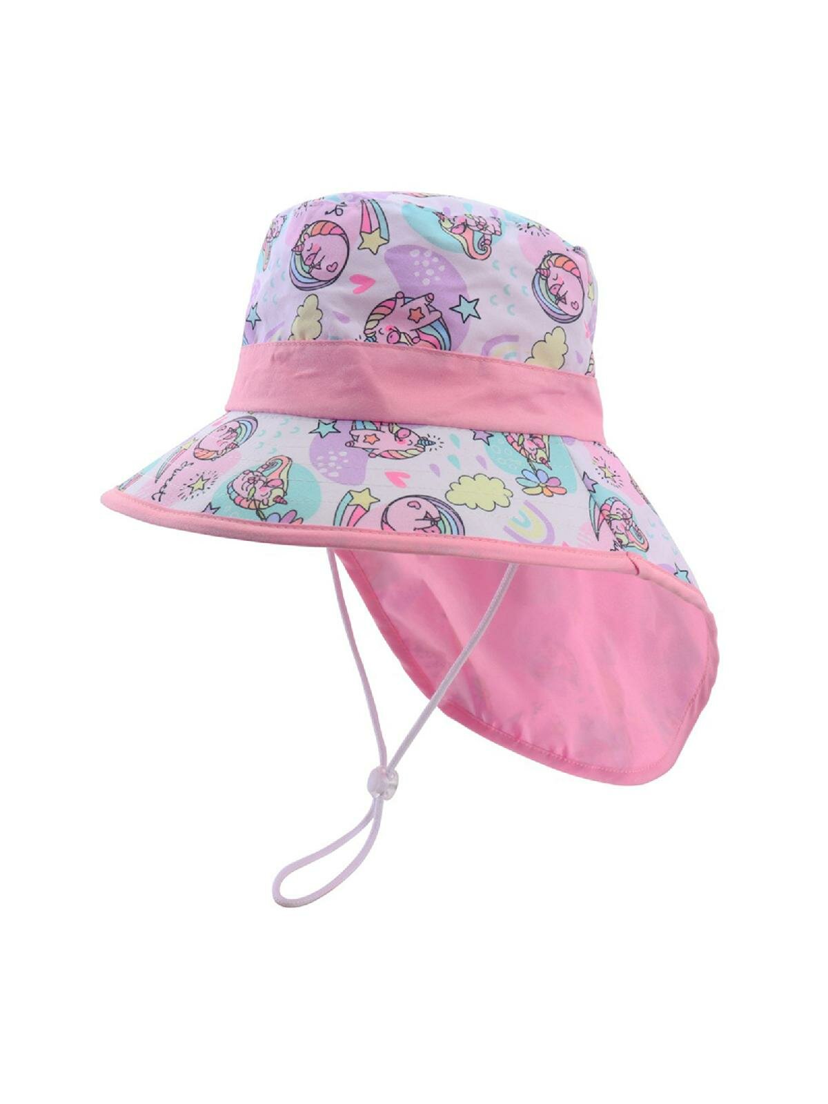 Милая шляпа с мультяшным принтом, закрывающая лицо и шею, детская солнцезащитная шляпа для девочек