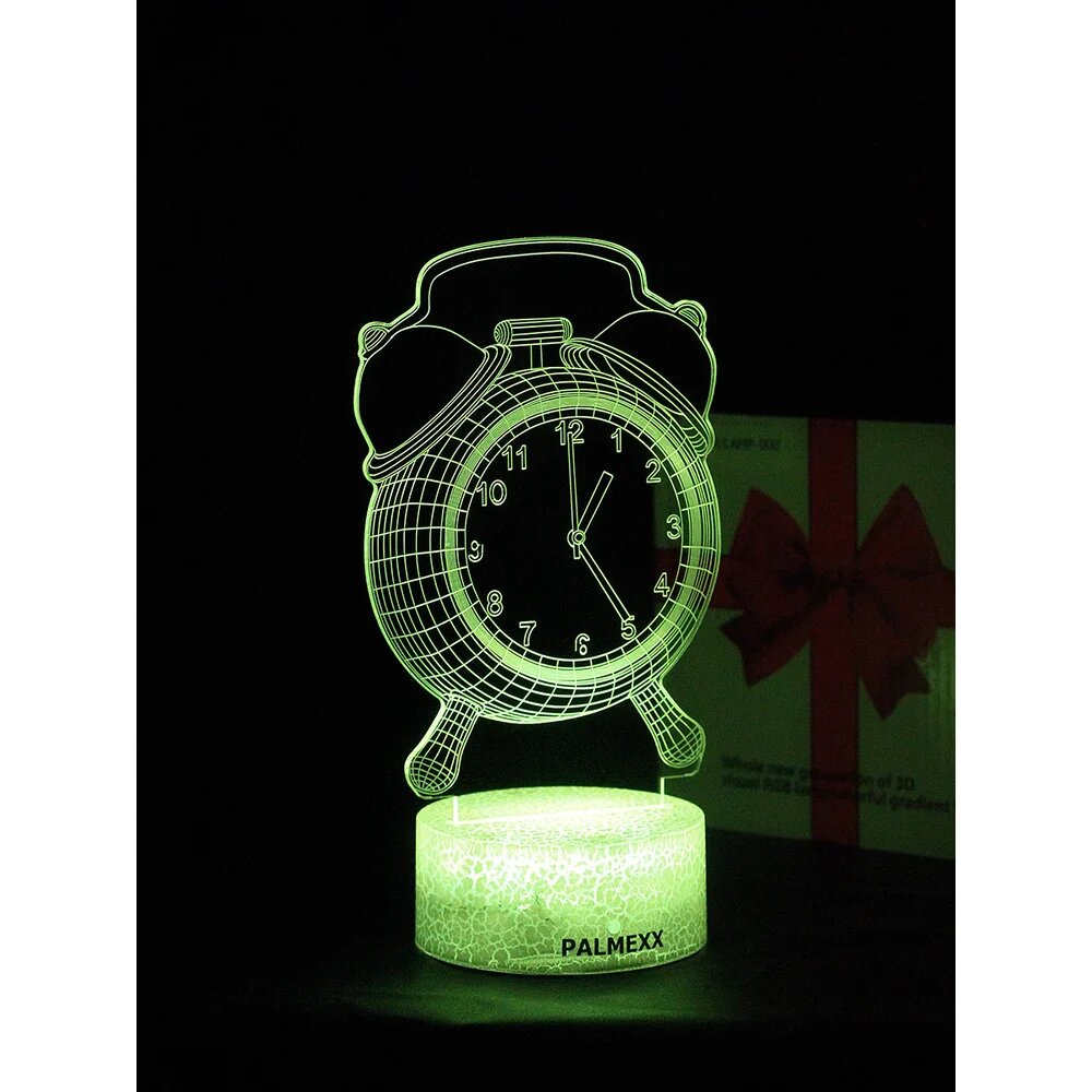 Светодиодный ночник PALMEXX 3d светильник led rgb 7 цветов (будильник) PX/LAMP-062