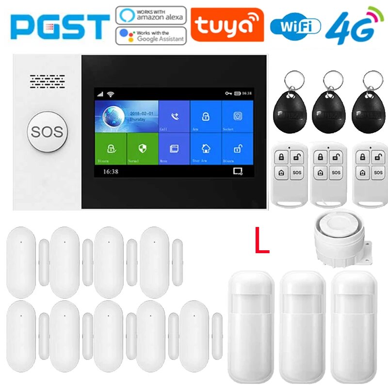 PGST Противоугонная сигнализация 4G WiFi с сенсорным экраном, PG107-4G-L