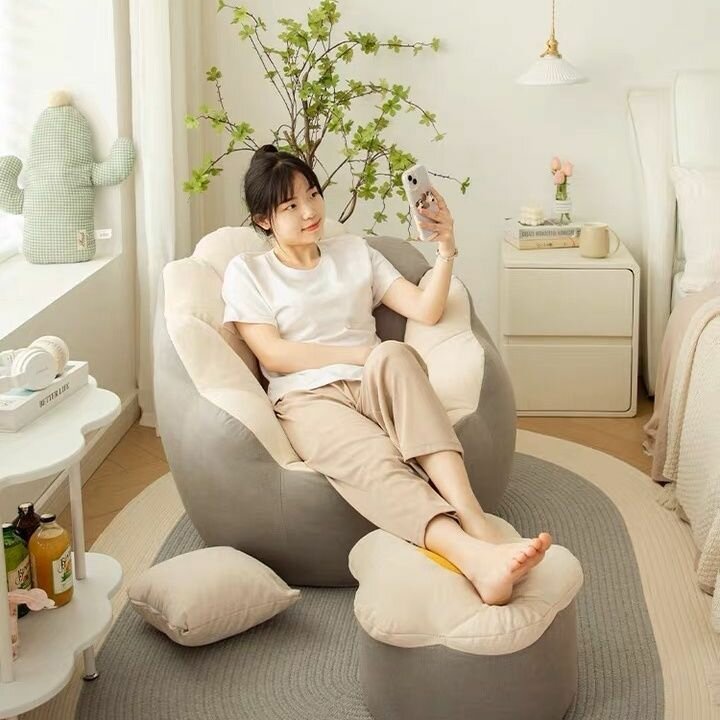 Кресло-диван "Ленивец", бескаркасное, микровелюровая обивка, серое, 70x70x63 см