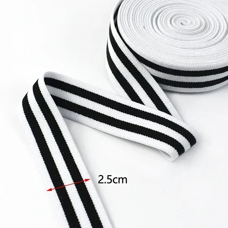 Резинка для шитья Meetee, 2/5/10 м, 25/30/35/40/50 мм Белый, WhiteBlack-A-25mm, 2Meters