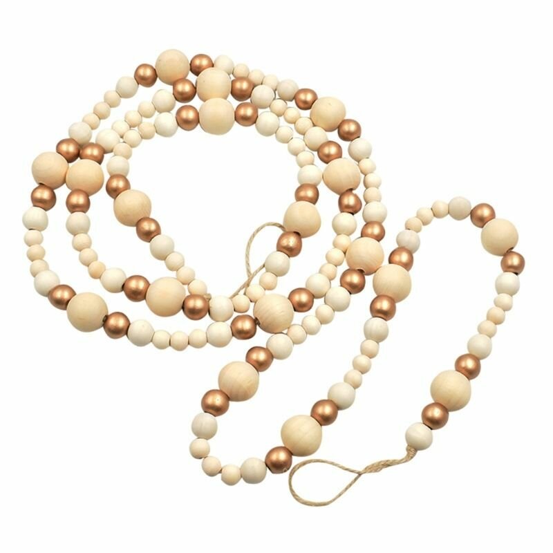 Рождественские украшения из деревянных бусин с кисточкой пеньковой веревки