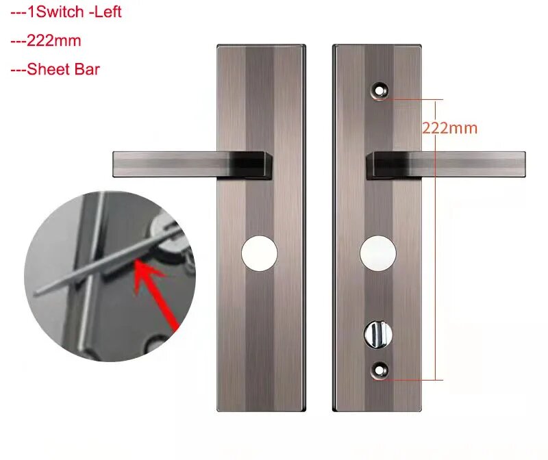 Дверная ручка для врезного замка из железа с алюминиевой рукояткой 1S LEFT SHEET 222