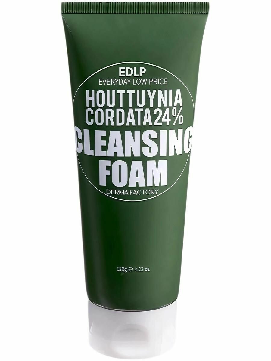 Derma Factory Пенка для лица очищающая с экстрактом цветка хауттюйнии Houttuynia Cordata 24% Cleansing Foam 120мл
