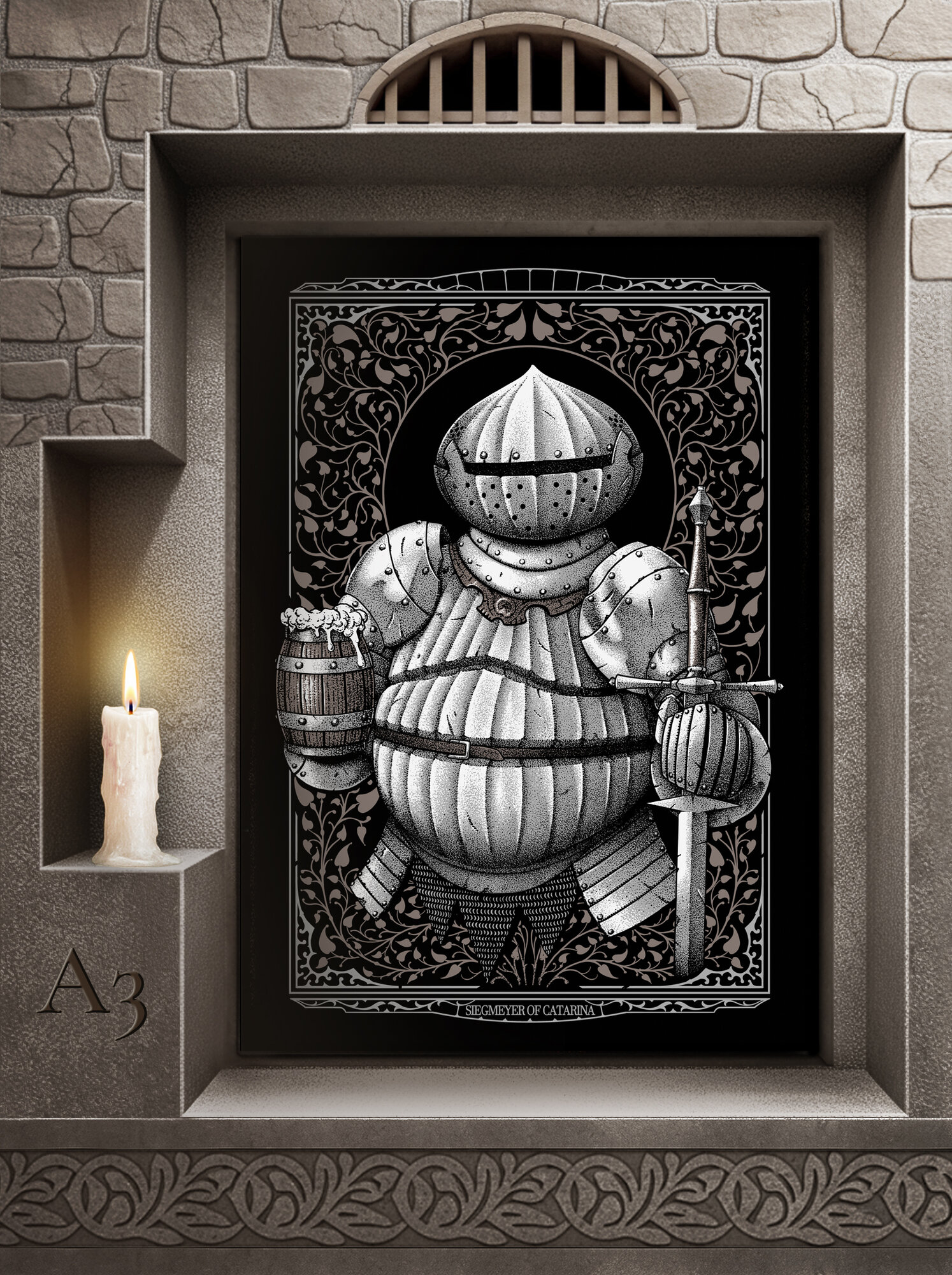 Постер Dark Souls А3 - Плакат Дарк Соулс - "Сигмайер из Катарины" - Формат А3