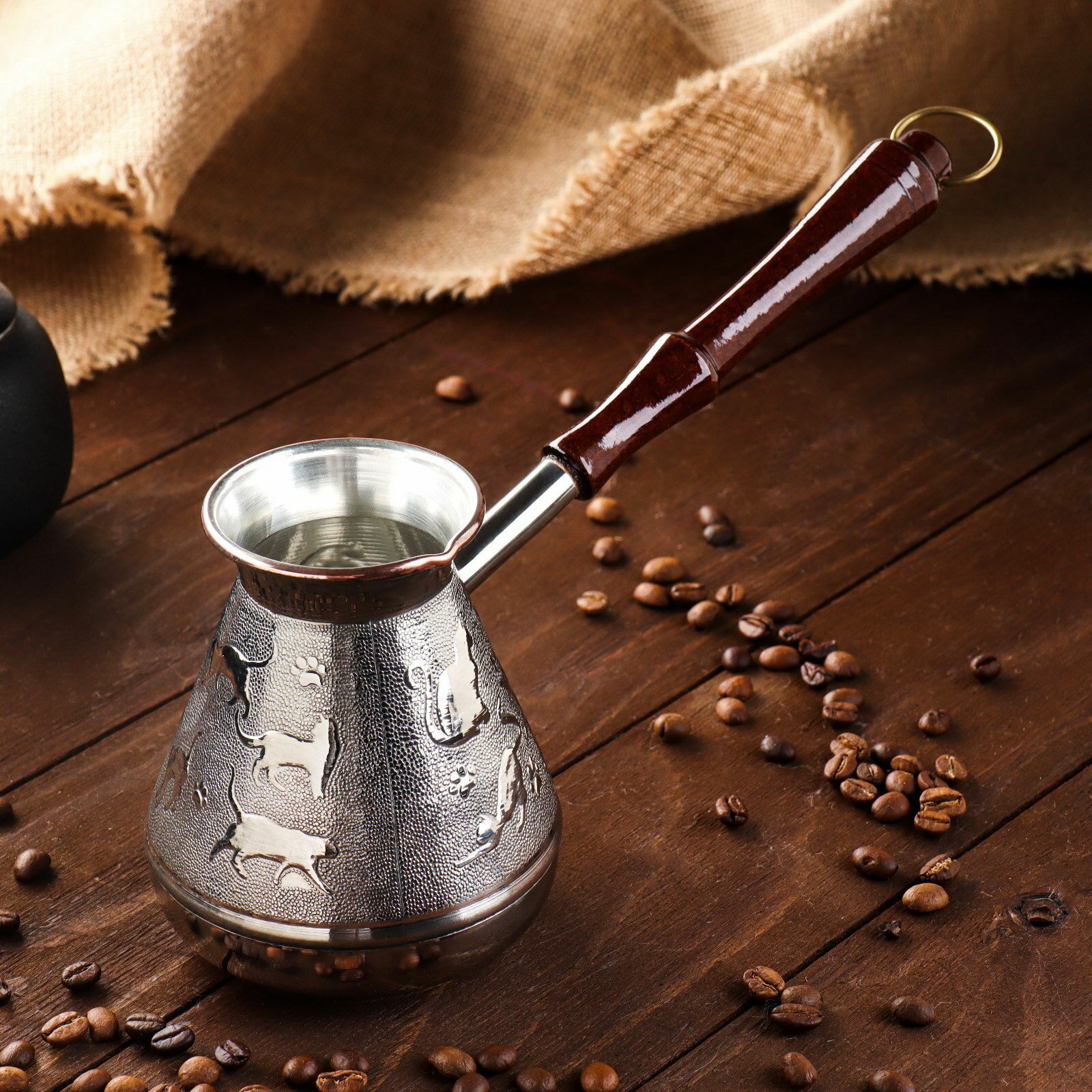 Турка для кофе "Кошки", 500 мл, медь, тип плиты: для газовой плиты