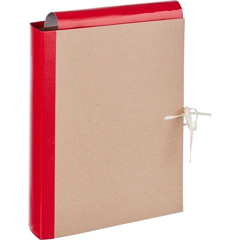 Папка архивная крафт/бумвинил 5см 4 завязки, красн
