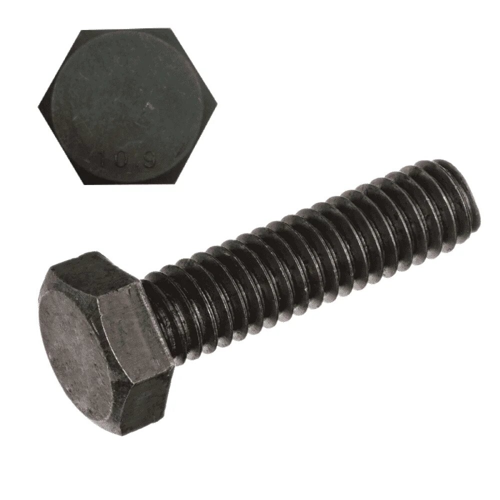 Болт шестигранная головка высокопрочный М12х60 мм DIN 933 класс прочности 10.9 оксид (50 шт.)