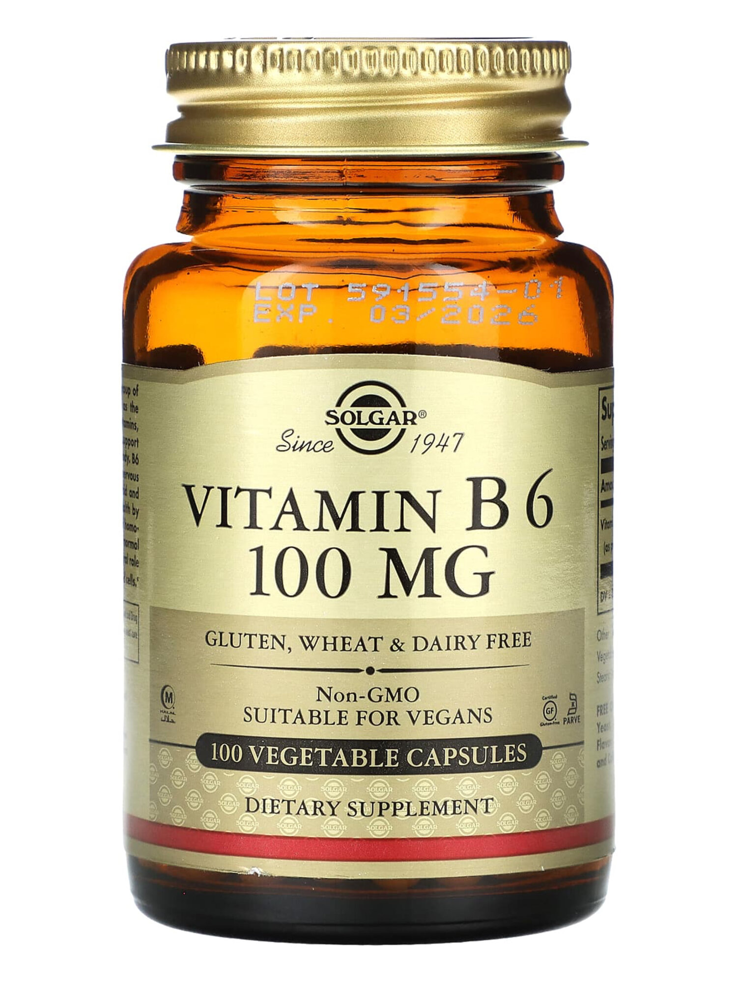 Solgar Vitamin B-6 100 мг 100 капсул