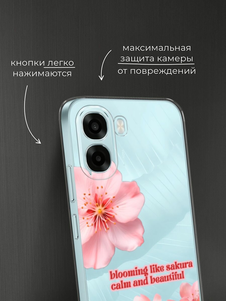 Чехол на Oppo A6x / Оппо A6x с принтом Blooming like sakura, прозрачный — фото 1