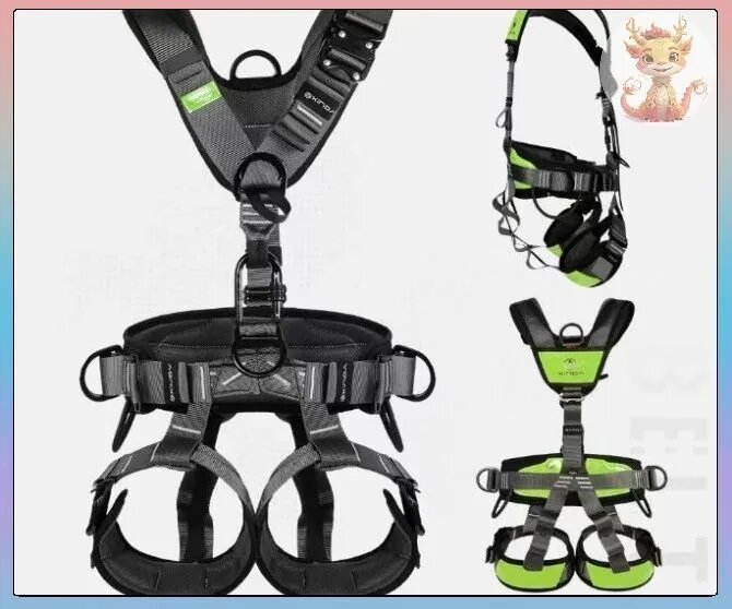 Обвязка альпинистская Xinda для штурма вершин и промальпа, талия 70-120 см, вес 60-90 кг, черный цвет