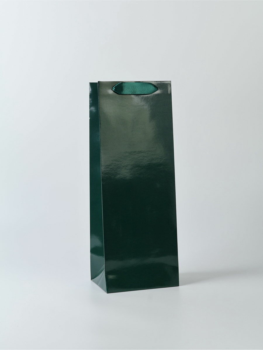 Пакет подарочный под бутылку, упаковка, "Изумруд", 13x36x10 см