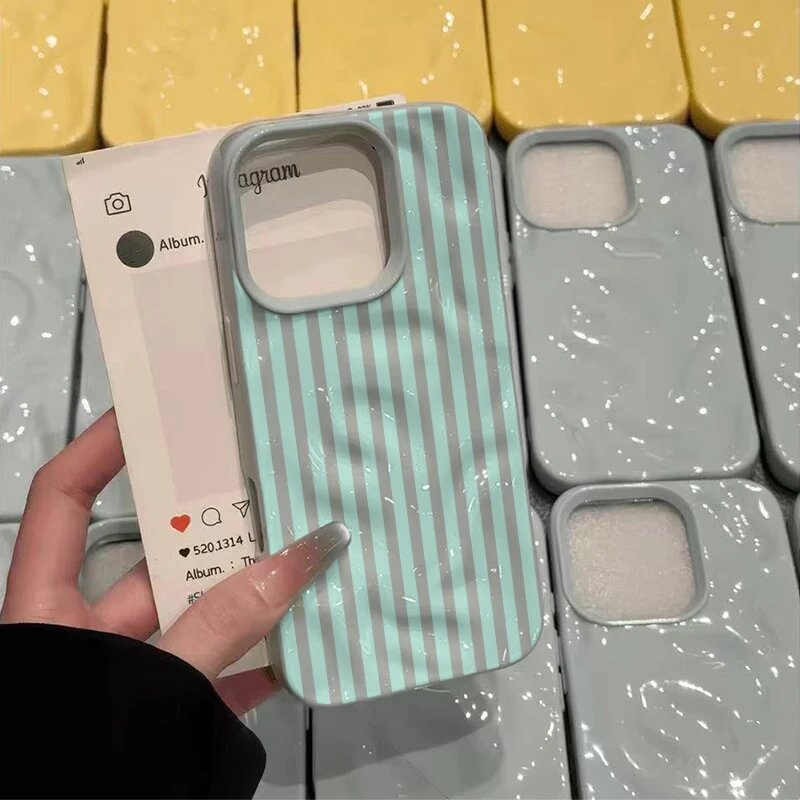 Чехол для iPhone 17 ProMax в полоску, Green-WQCS188