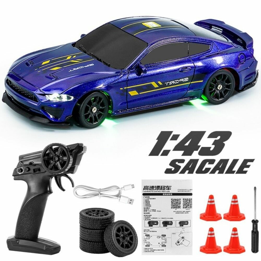 1/43 Дистанционно Управляемая 4WD Дрифт Машина Dodge Mustang 2.4G Управление (рулевое + Двигатель)