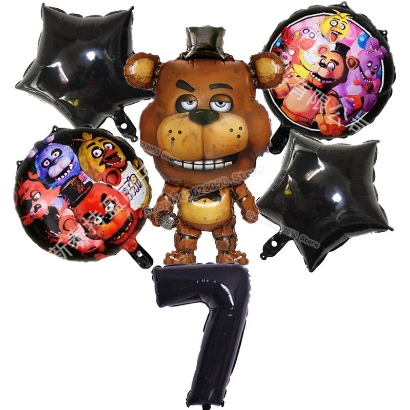 Шары FNAF с медведем Фредди, набор 6 шт.
