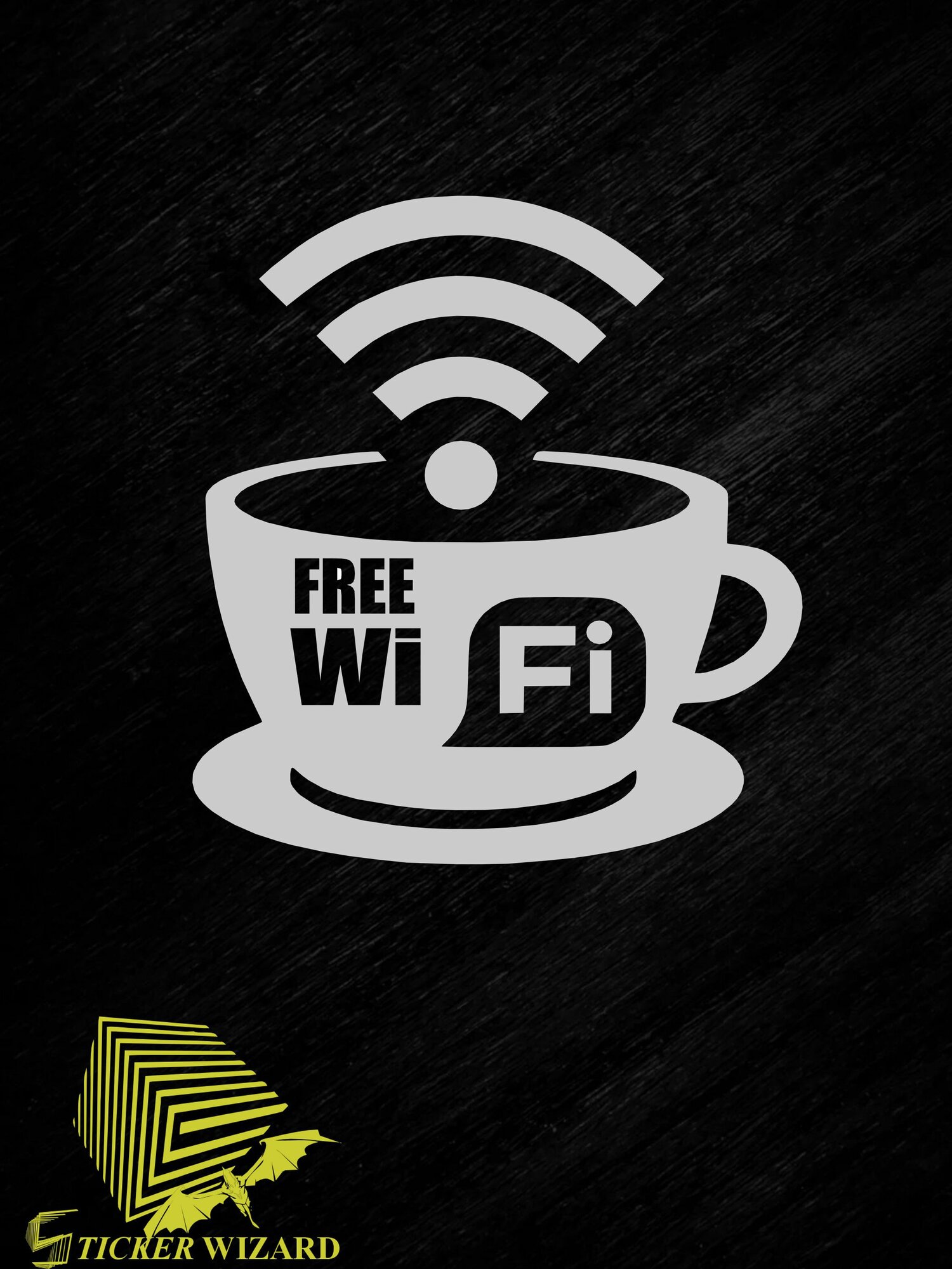 Наклейка виниловая на прозрачной основе (светло-серая) "Wi-Fi кружка"