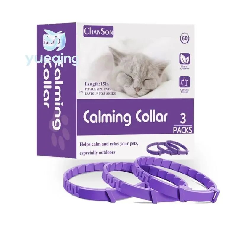 Успокаивающий ошейник для кошек с феромонами для домашних собак, регулируемый, 60 дней, длительный успокаивающий, 3 шт.