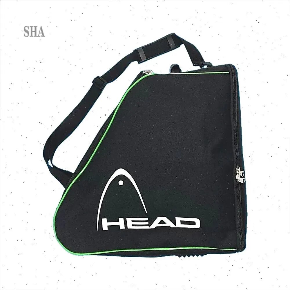 Чехол для лыжных ботинок HEAD черный с зеленым кантом для горнолыжного спорта