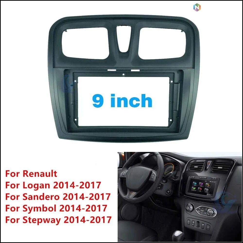 Накладка на элементы салона для Renault Logan Sandero Symbol Stepway 2014-2017 9 дюймов