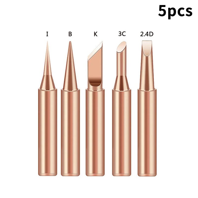 5 шт. паяльные жала I, B, K, 3C, 2.4D, медные, Цвет: A