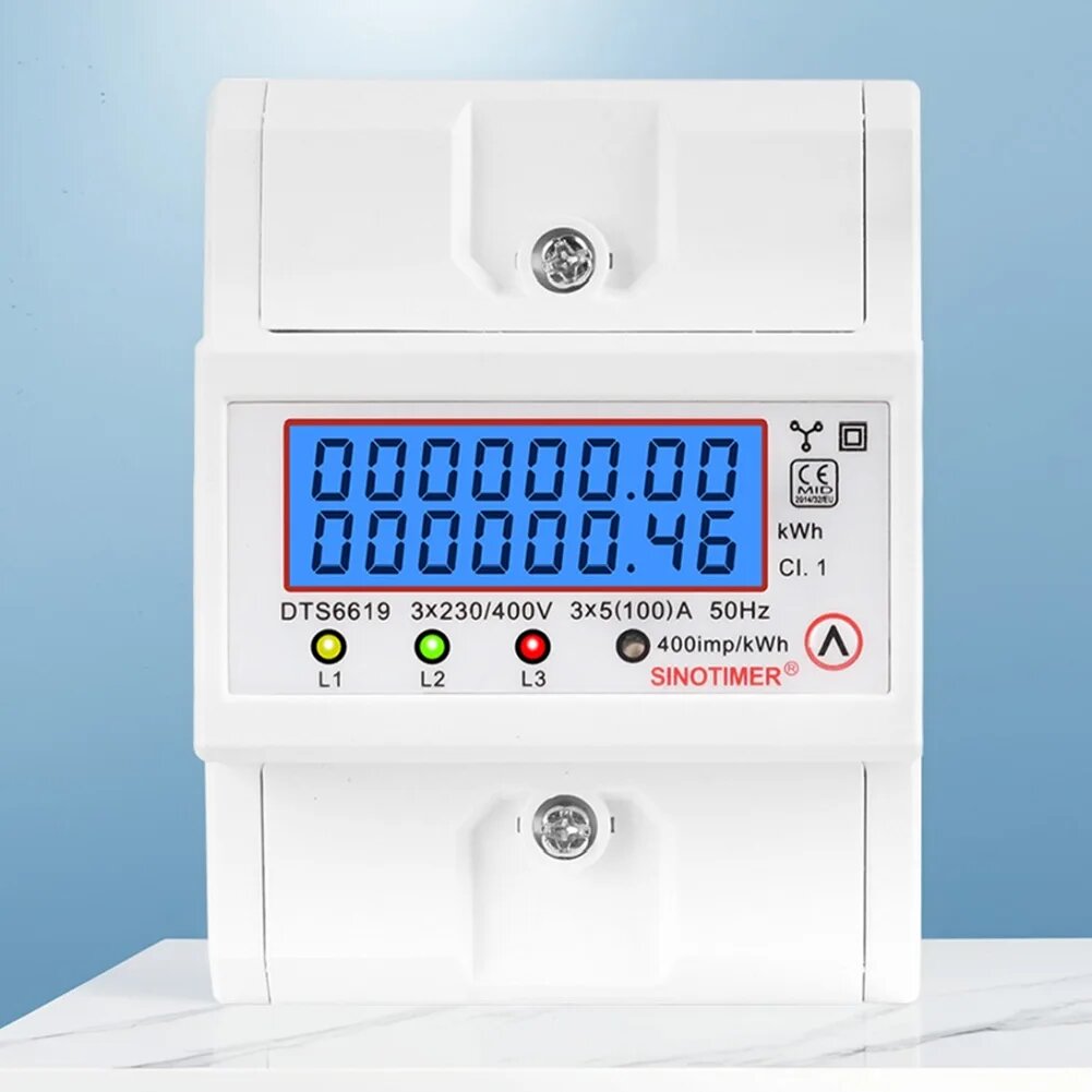 3-фазный 4-проводной счетчик энергии на DIN-рейку, 380 В переменного тока, 100 А, 50/60 Гц, ваттметр, ЖК-подсветка, электрический счетчик, монитор использования электроэнергии