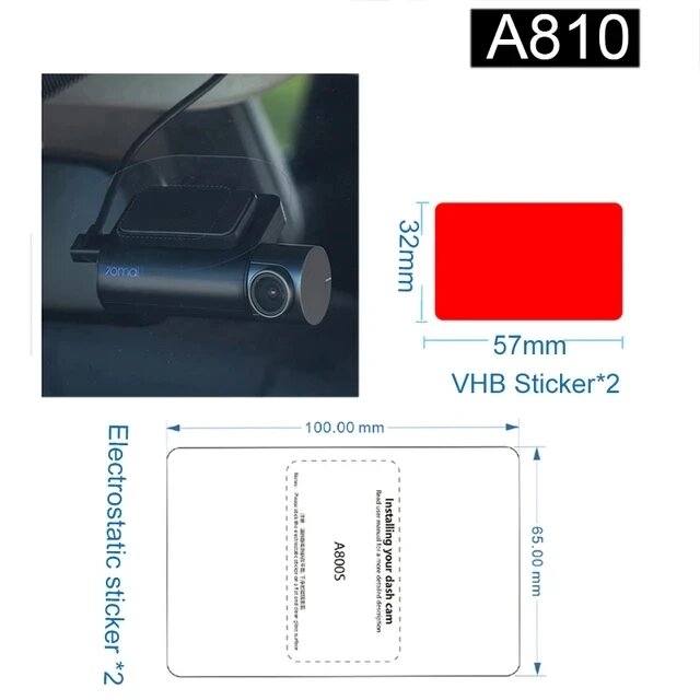 Для 70mai Dash Cam A800S a810 4K Набор аксессуаров Статические наклейки Наклейки и a800s 2pcs