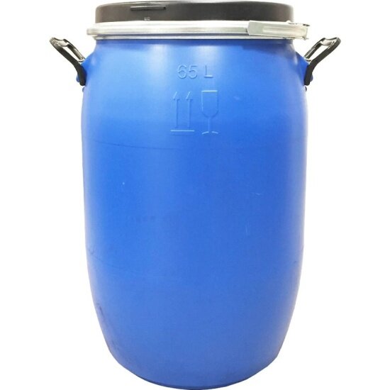 Бочка Родемос п/э 65л. круглая, с крышкой и обручем, с ручками цв. синий (в упаковке)