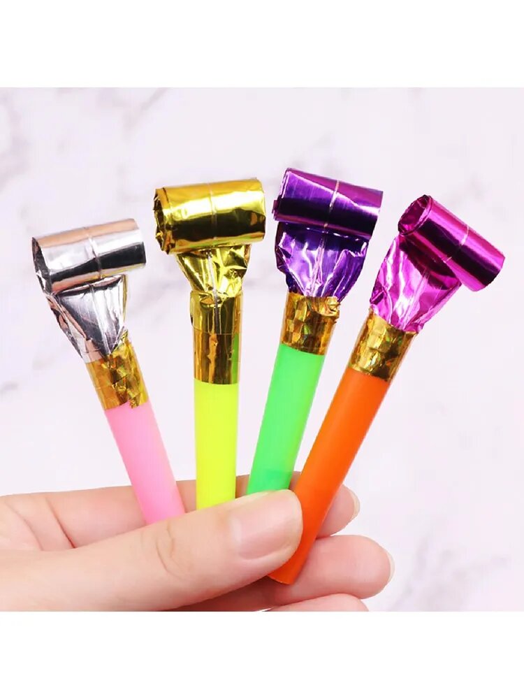 10 штук игрушечных дудок для празднования вечеринки с случайными цветами