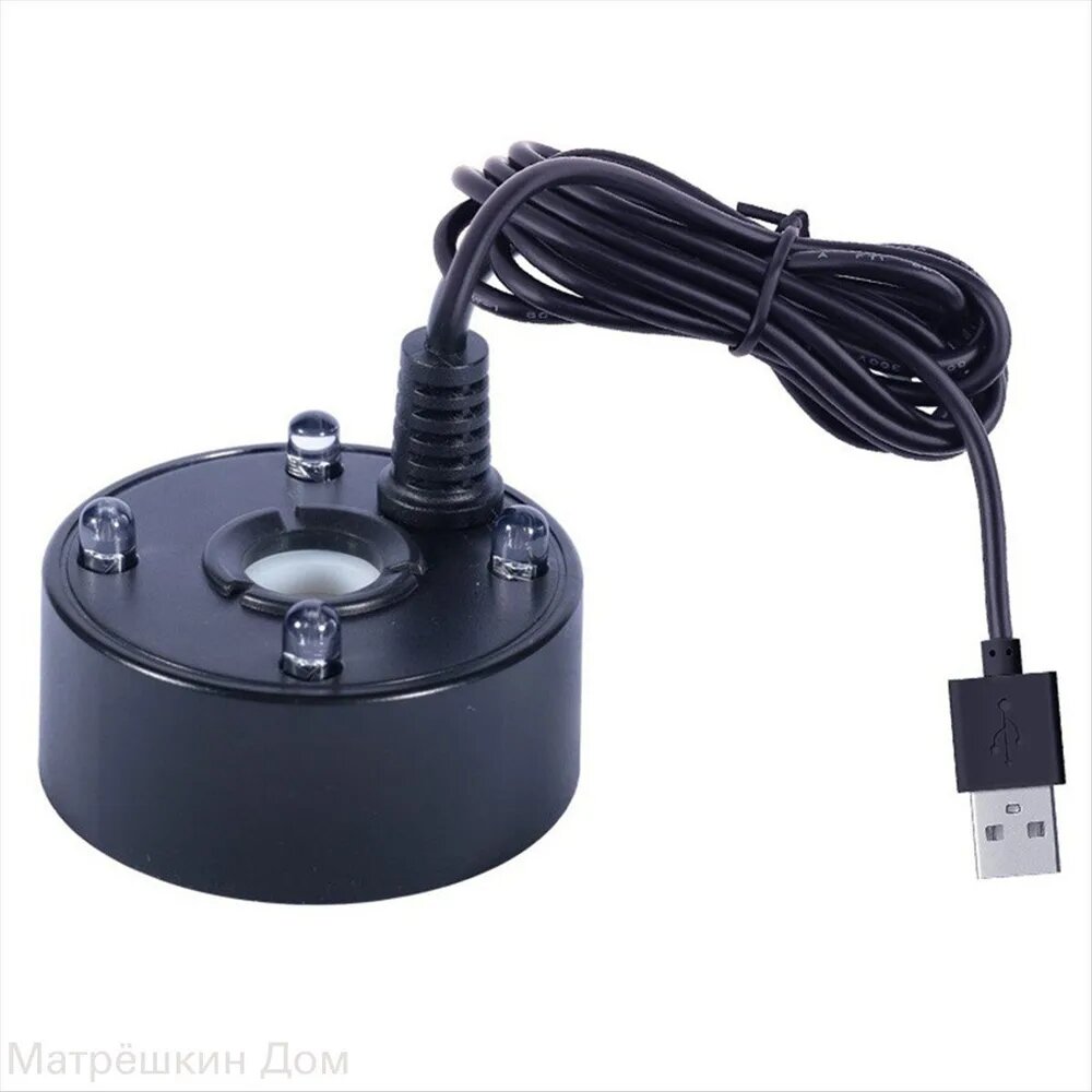 K1 Туманообразователь, USB-порт, 4 цветных светодиодных фонаря, мини-генератор тумана, комнатный фонтан, садовый пруд, распылитель тумана, черныйONQO