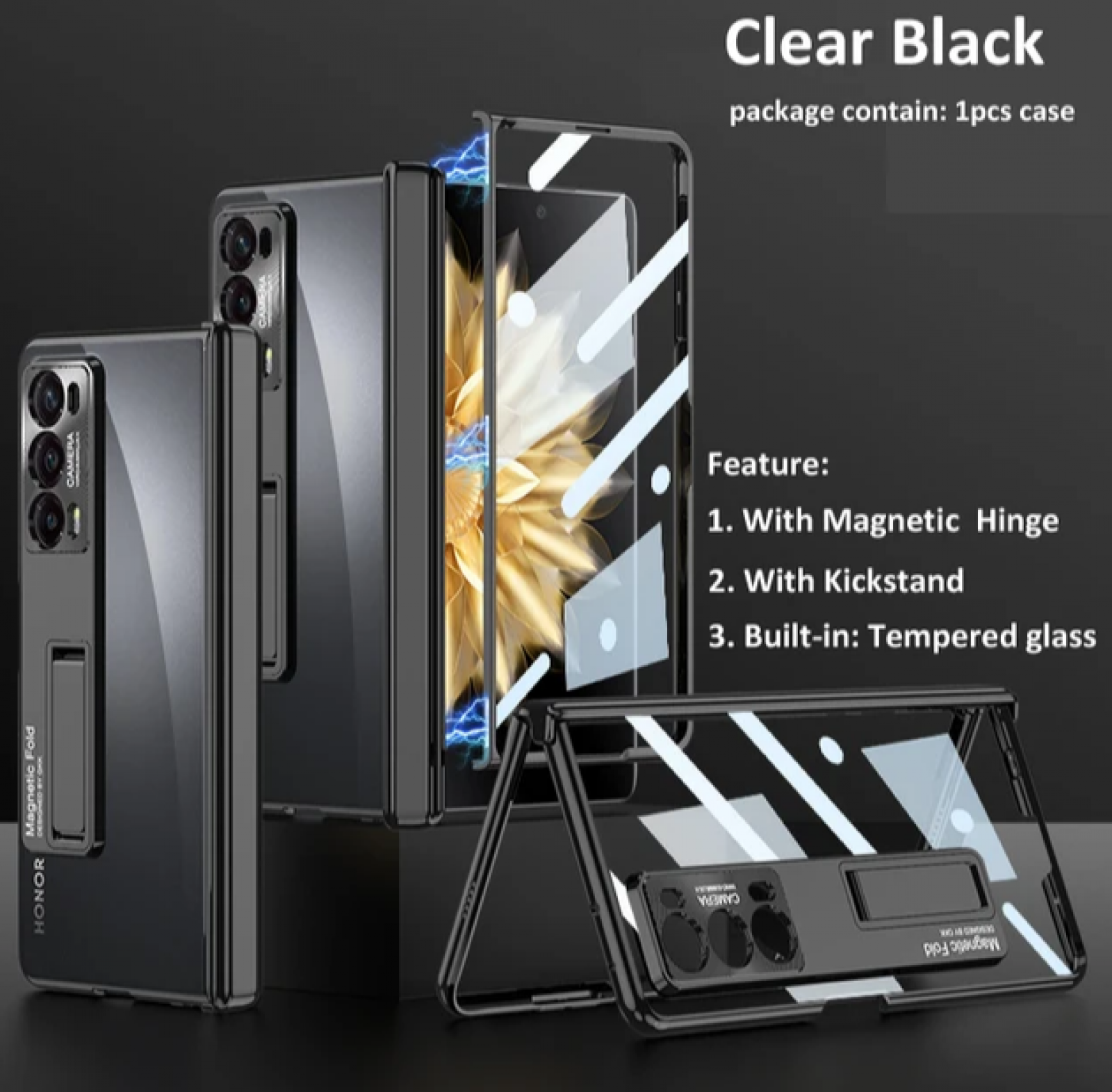 Магнитный чехол бампер MyPads Magnetico opaco с закаленным стеклом для Honor Magic V2