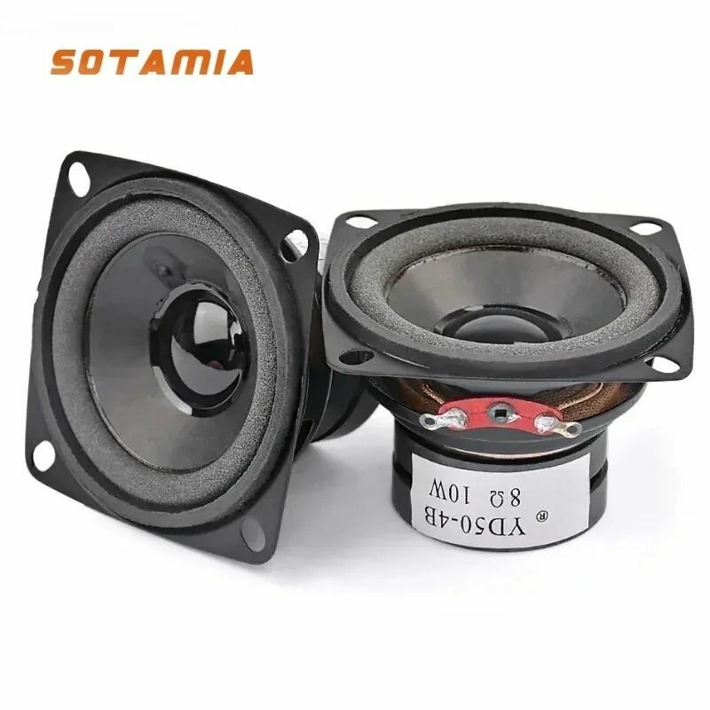 SOTAMIA 2шт 2-дюймовый Портативный аудиодинамик 4 Ом, 10 Вт, Мини-Полнодиапазонный динамик, Мультимедийный музыкальный динамик для домашнего кинотеатра