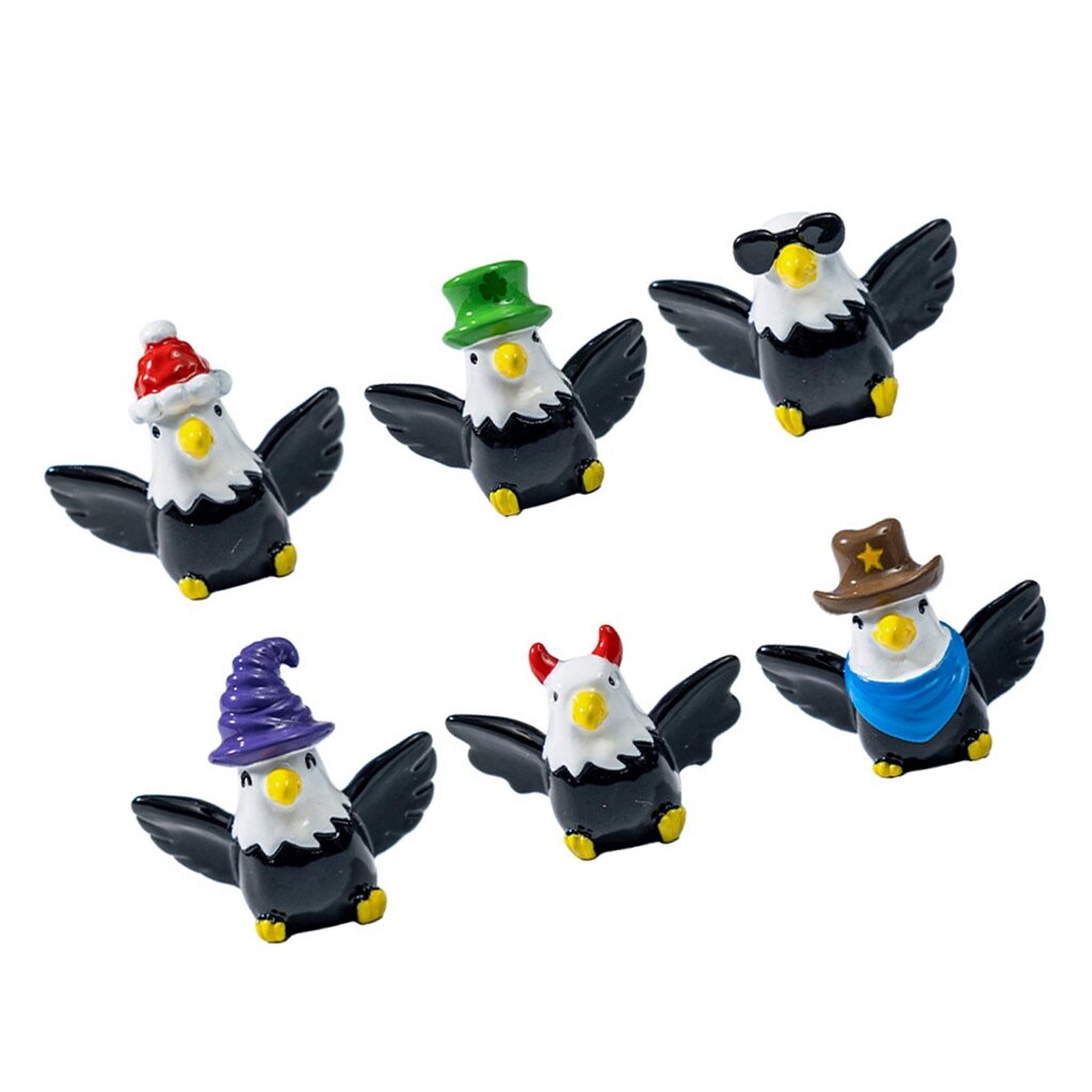 6шт Смолы Фигурка Ястреба Мини-Статуя Лысого Ястреба Микроландшафтный Орнамент Игрушка