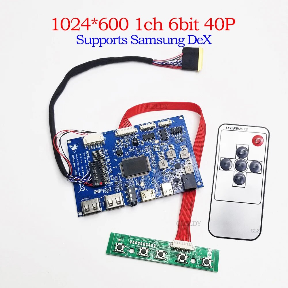 GLZLDY комплект контроллера USB HDMI Type-C для ЖК-панели 1024x600 1ch6bit40p