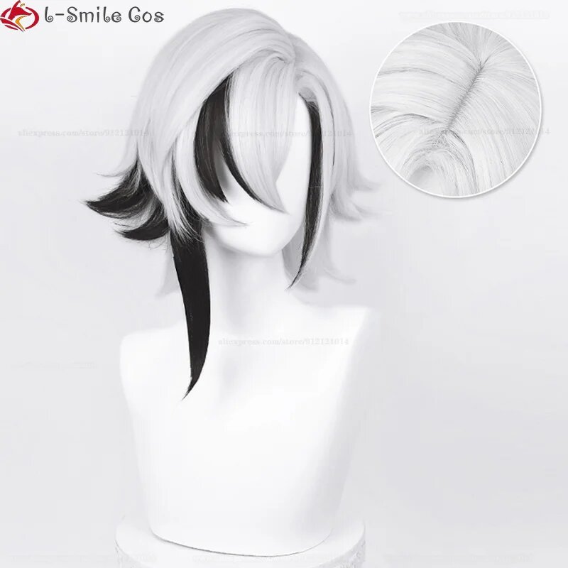 Genshin Impact Arlecchino Косплей Парик 45/83 см Белый, short wig only