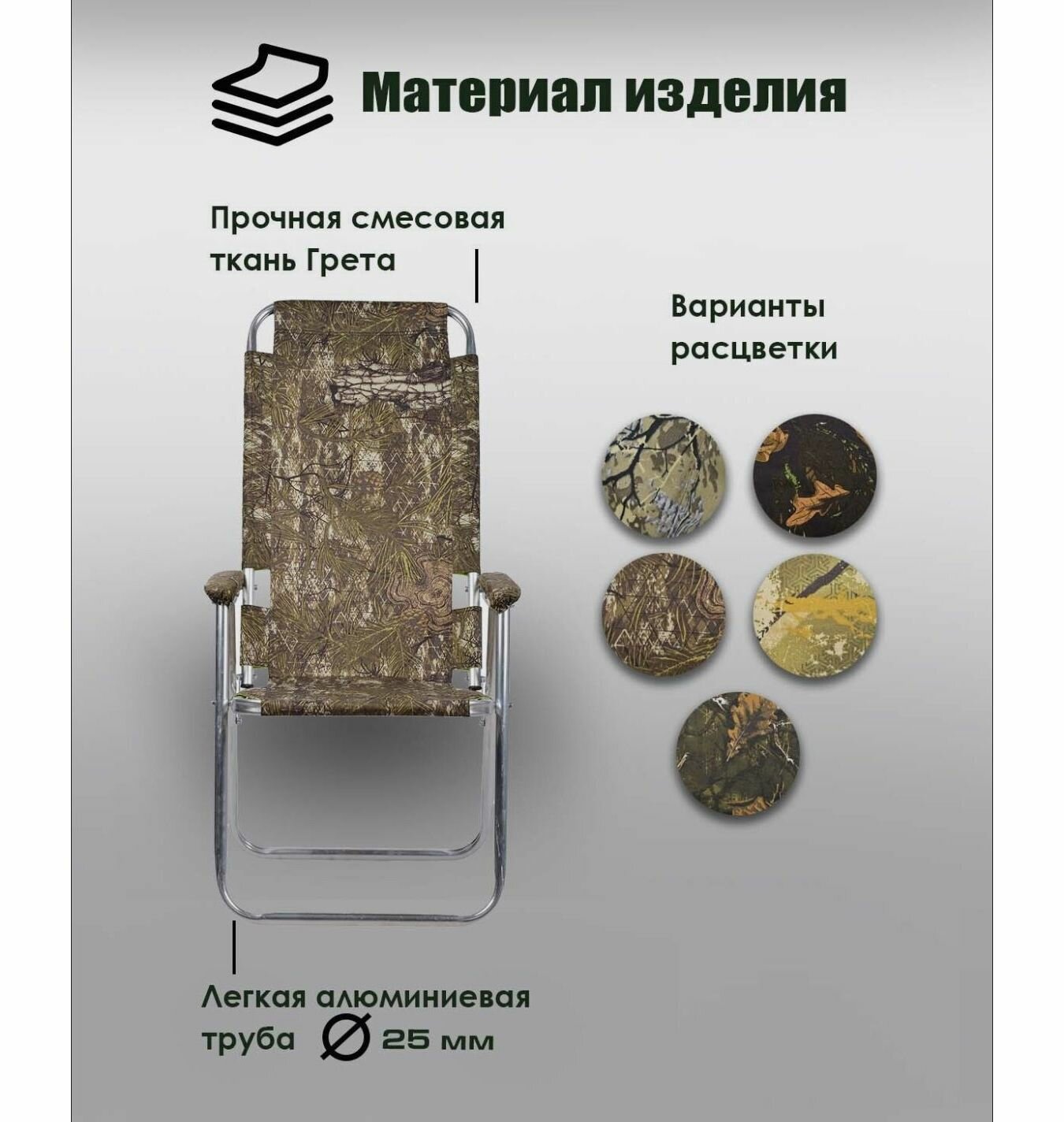 Кресло складное для туризма и рыбалки с подлокотниками до 120кг, как медведь №3