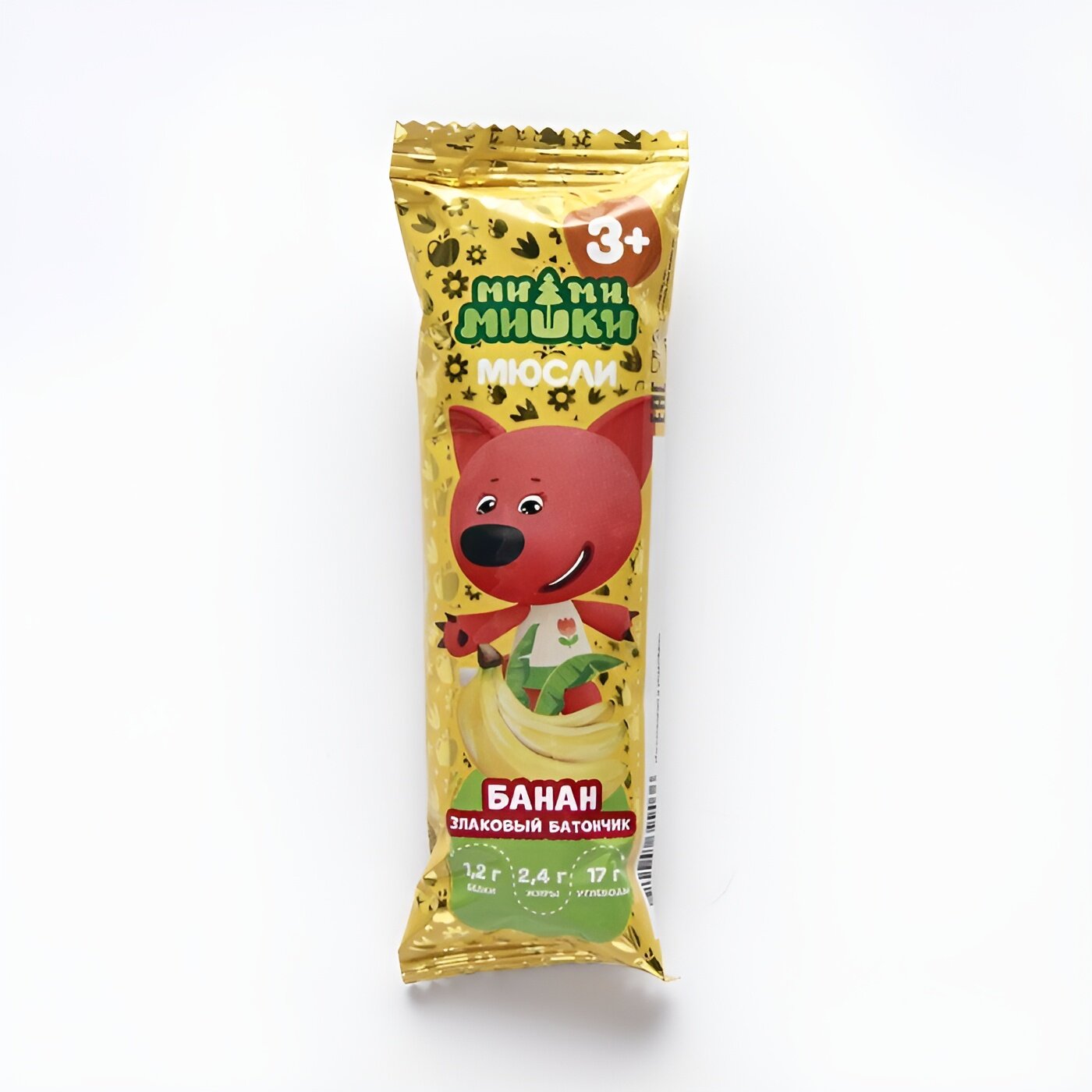 Батончик-мюсли Ми-ми-мишки "Банан", злаковый, для детей, 3+24 г