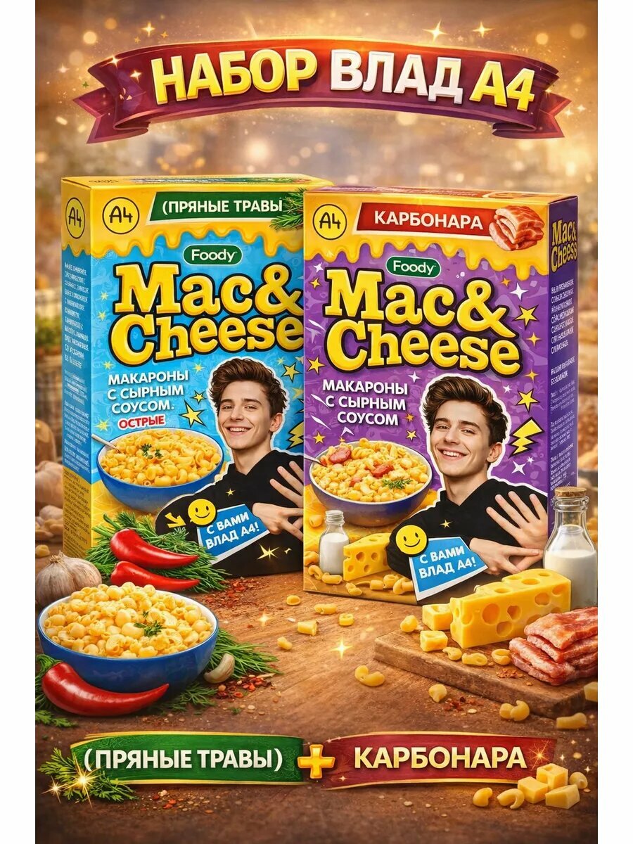 Набор 2 вкуса макарон Влад А4 Mac&Cheese по 143 гр