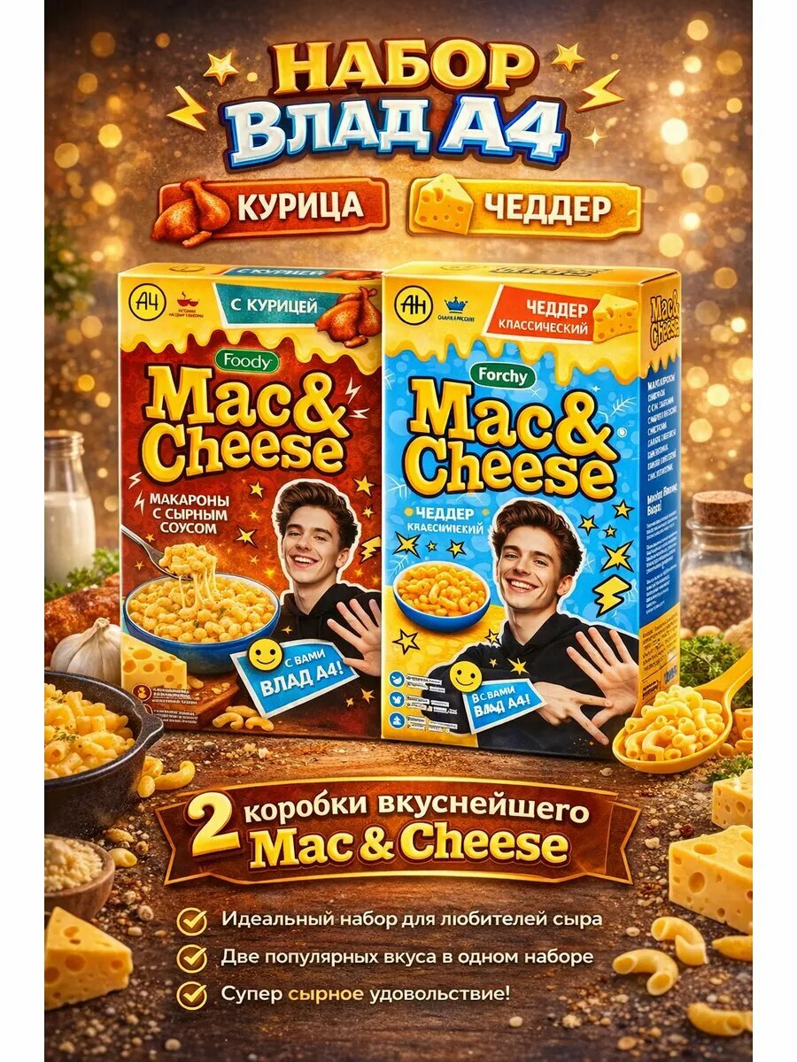 Набор 2 вкуса макарон Влад А4 Mac&Cheese по 143 гр