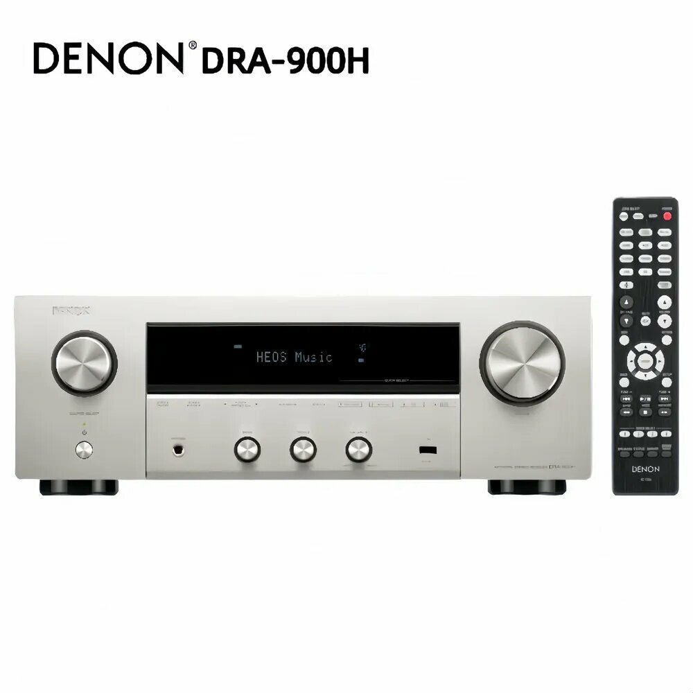 2,2-канальный HIFI-ресивер DENO DRA900H поддерживает разрешение 8K, Bluetooth, Dolby Vision, HDR10+, HEOS, подключение по HDMI, серебристый