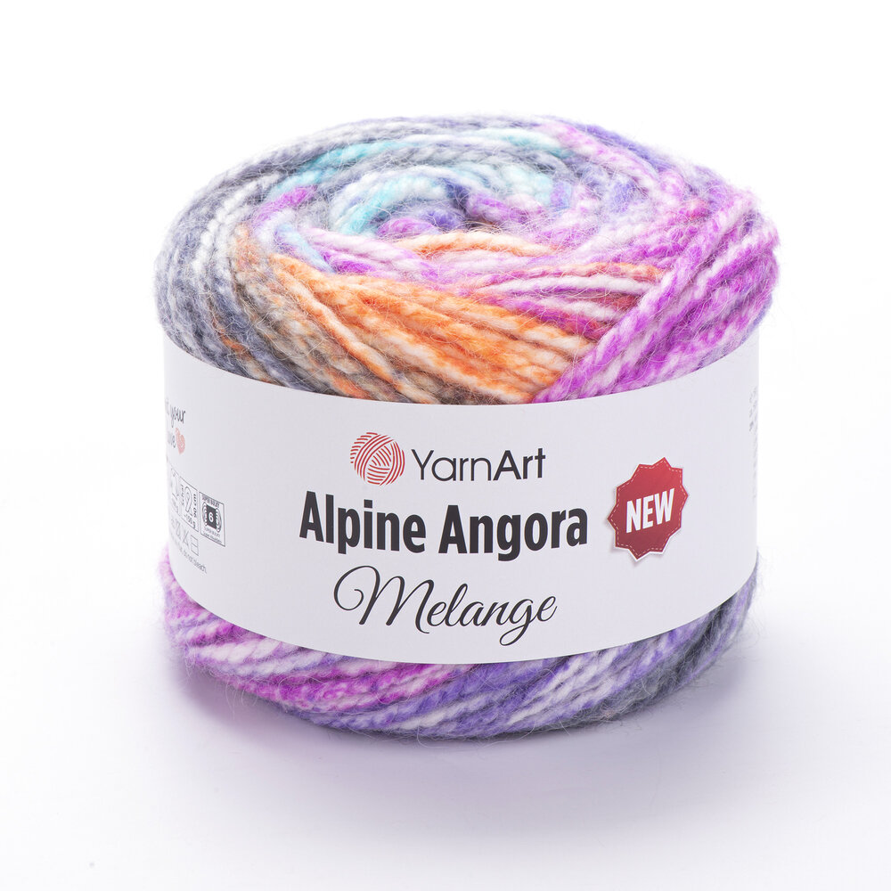Пряжа для вязания YarnArt Alpine Angora Melange New 6415 оранжевый фиолет 150 гр/150 м 20% шерсть, 80% акрил
