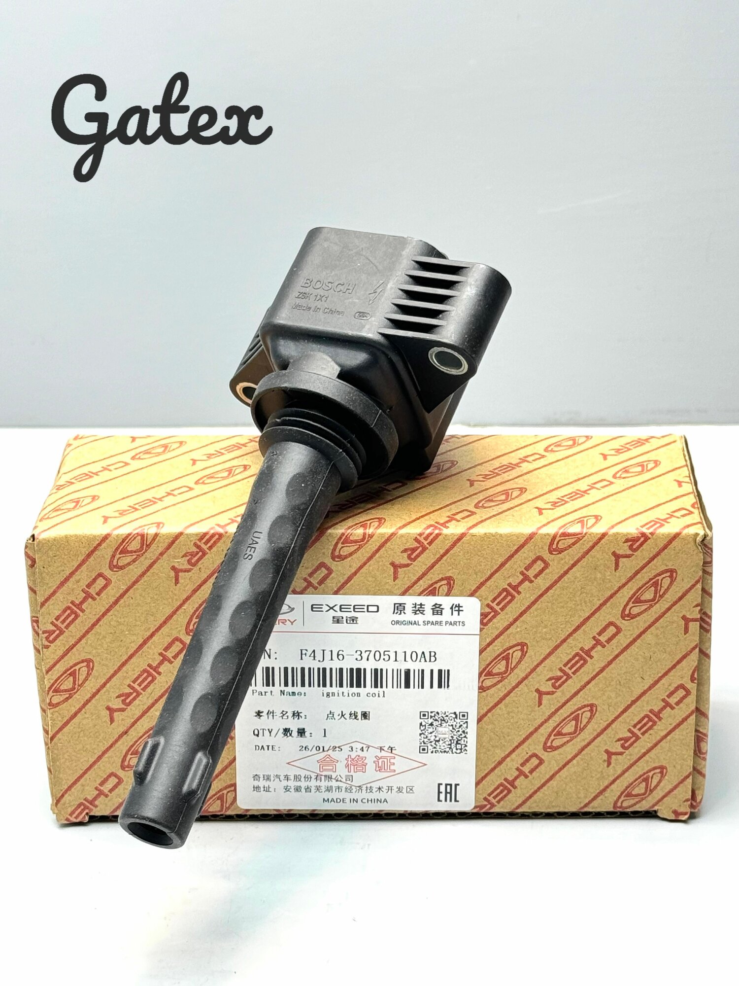 Катушка зажигания CHERY EXEED OMODA KAIYI JETOUR 1.5T/1.6T/2.0T F4J16-3705110AB *BOSCH* Чери Эксид Омода Кайи Джетур Джеку F01R00A134