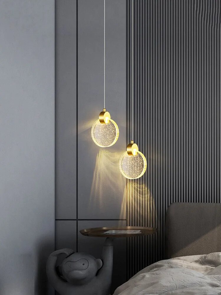 Хрустальная люстра подвесная LED 7.1 Вт для спальни, современный светильник над кроватью 13 см — фото 1