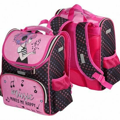 Рюкзак школьный жёсткий 34x27x20см "Music Girl", 14л, вес 830г, 1 отделение на молнии с карманом