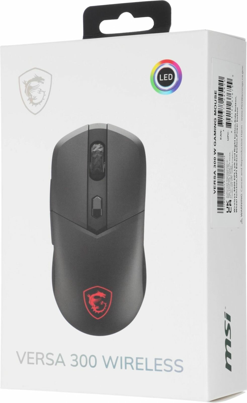 Компьютерная мышь MSI VERSA 300 W MS-8ZBD черная, оптическая 8000dpi, беспроводная BT/Radio USB 5but (S12-4301260-CLA)