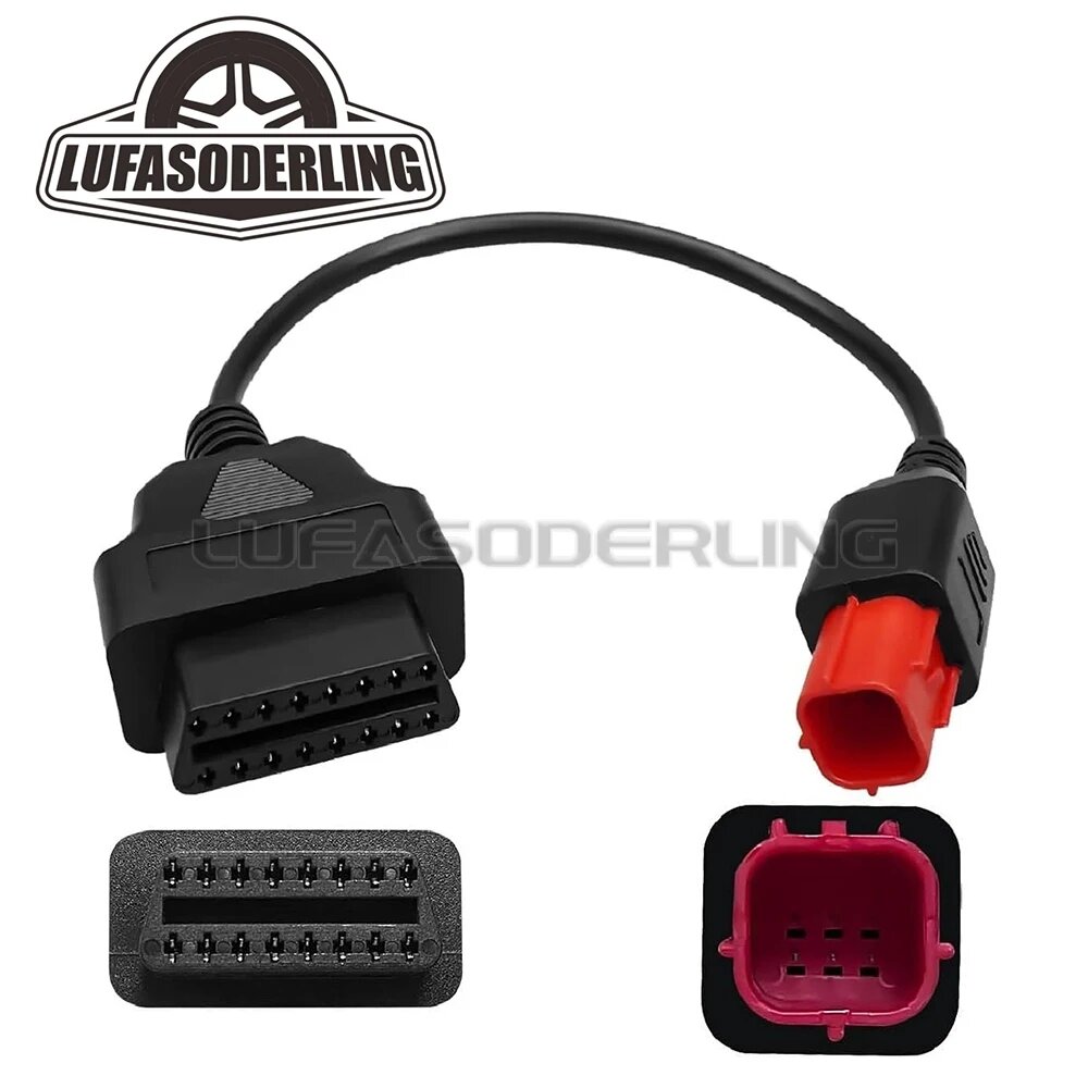 Мотоциклетный кабель-адаптер OBD2 6Pin для Kawasaki Yamaha Suzuki Honda Ducati Piaggio Vespa Euro5 CAN Bus K-Line Diagnostic