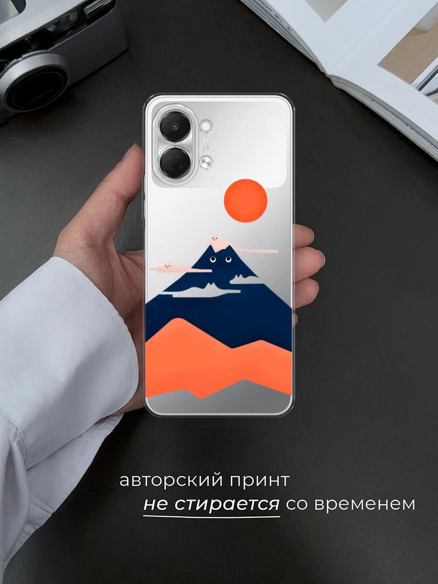 Чехол на Tecno Spark Go 3 / Текно Спарк Го 3 с принтом Кот-гора, прозрачный — фото 1