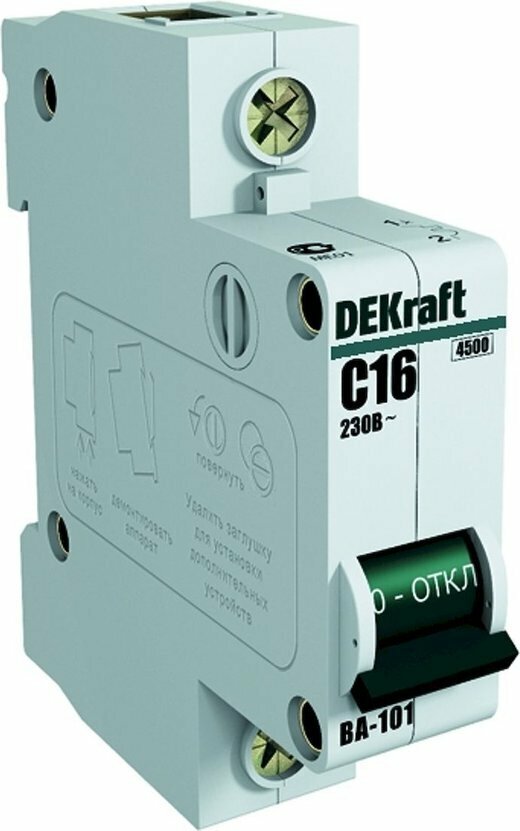 Автоматический выключатель DEKraft ВА101-1P-016A-С 11054DEK, 16 А