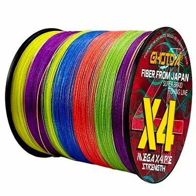 GHOTDA Плетеная леска 300М/500М 4 нити Зелёный 500M-0.28mm-35LB, Multicolor