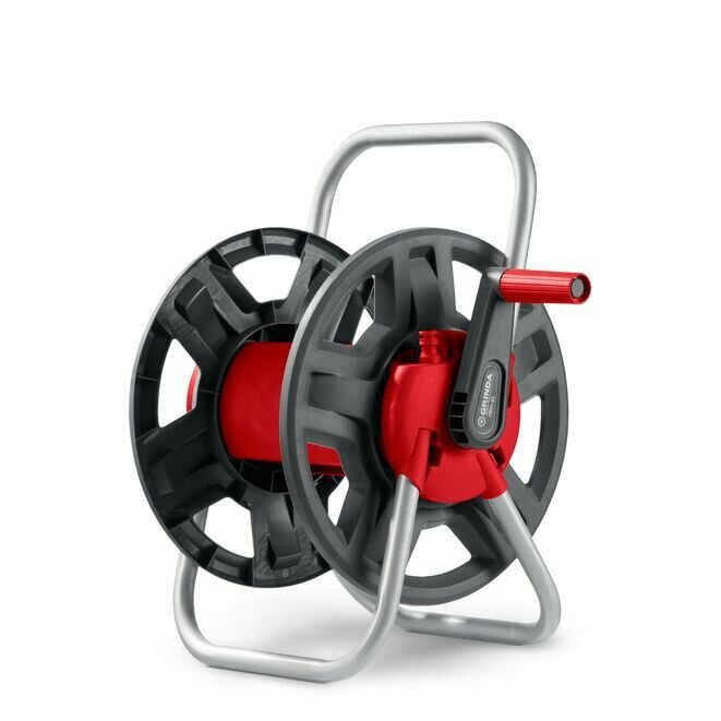 GRINDA HRM-45, для шлангов 45м x 1/2" и 15м х 3/4", стальные опоры, пластиковый барабан, катушка для шлангов (8-428405)