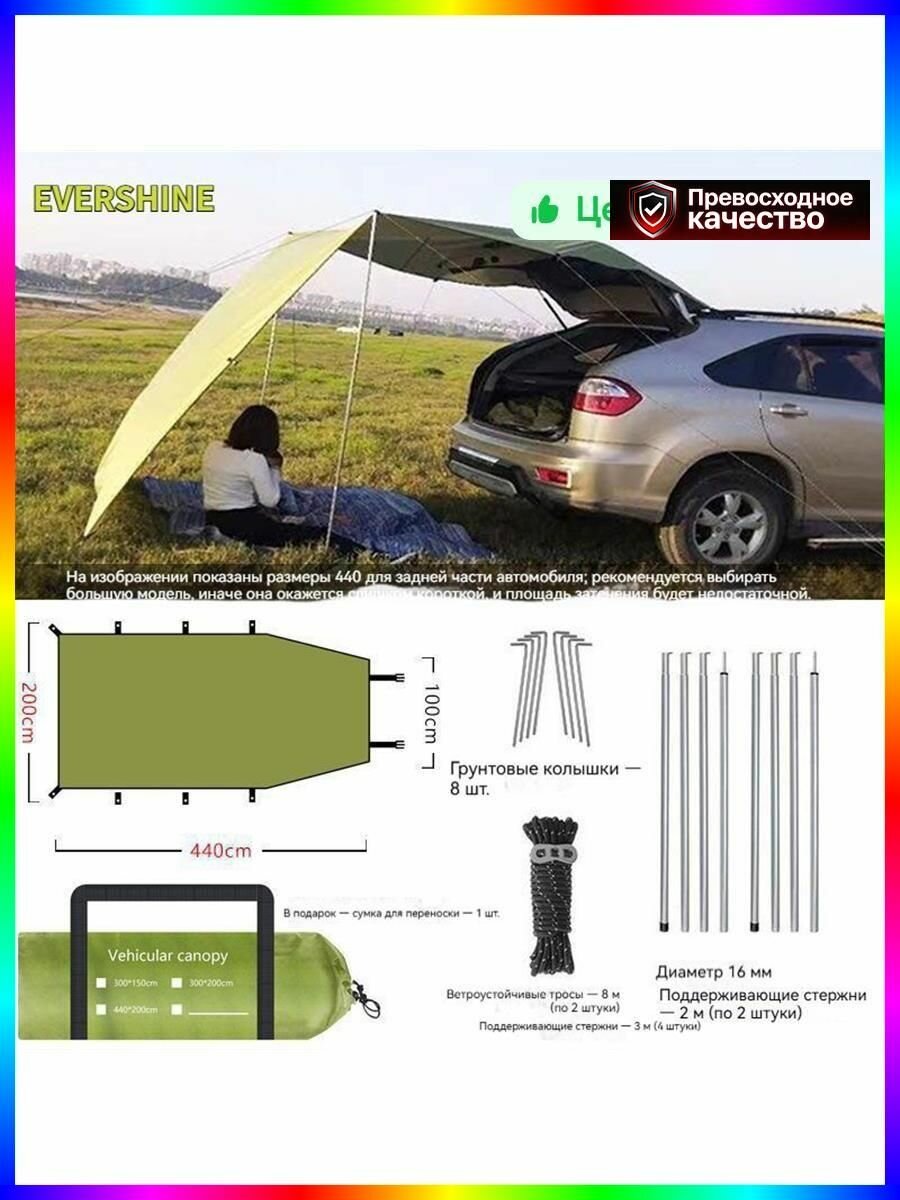 Автомобильная палатка с легкой установкой и защитой от солнца
